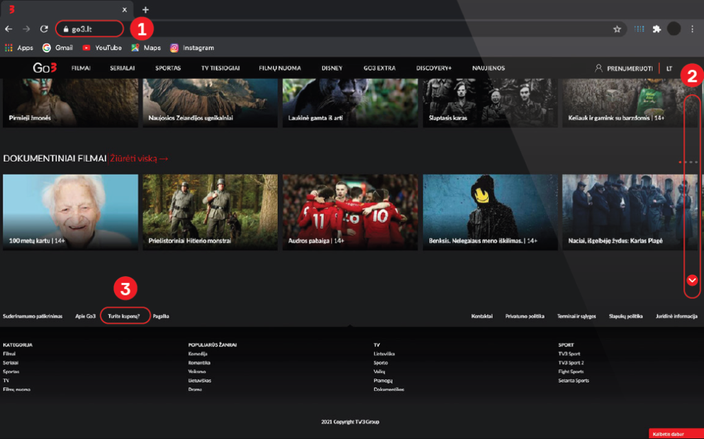 Kupono aktyvavimas - Go3 pagalba